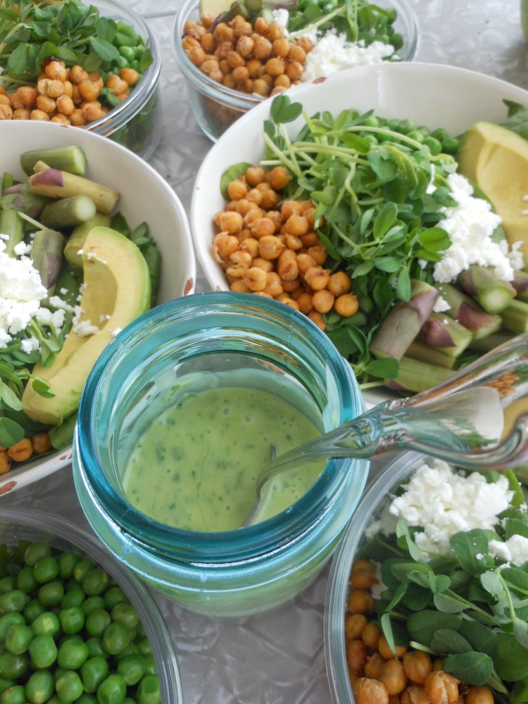 Easy Pea-sy Farmers Market Salad w/ Basil Miso Dressing and Rhubarb ...